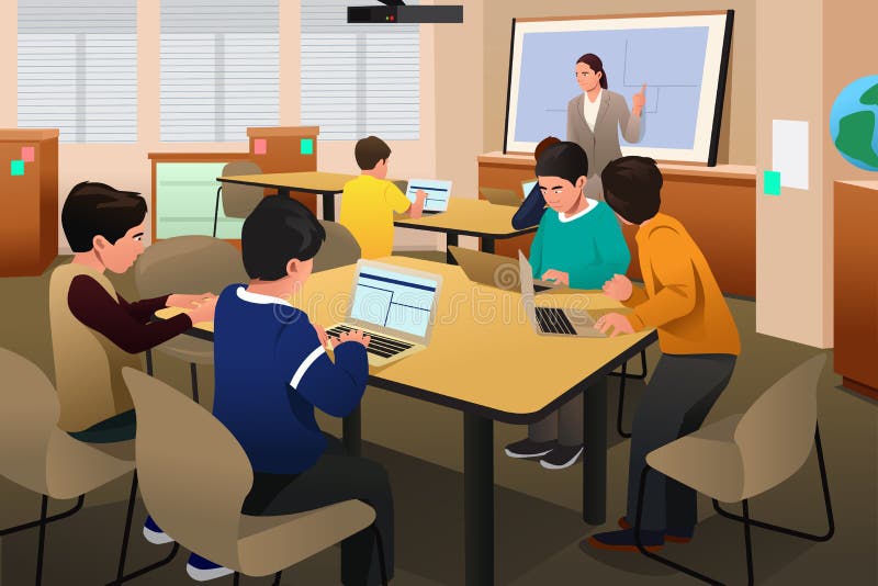 Kids in Computer Class stock vector. Illustration of kids - 72252360 Kids in Computer Class stock vector. Illustration of kids - 72252360