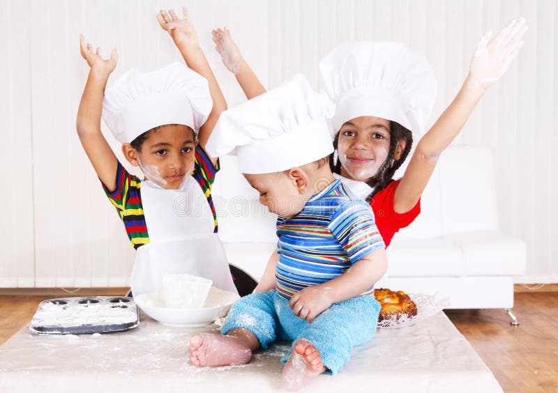 Kids in cook costumes stock image. Image of girl, cheerful - 19255489