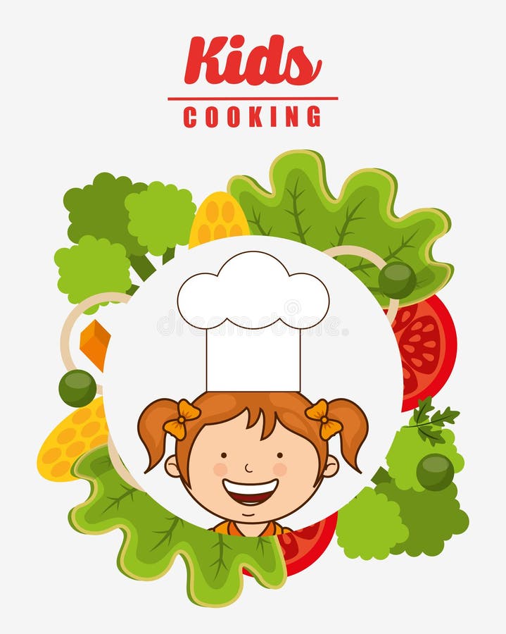 Kids cooking design stock illustration. Illustration of girl - 64327999
