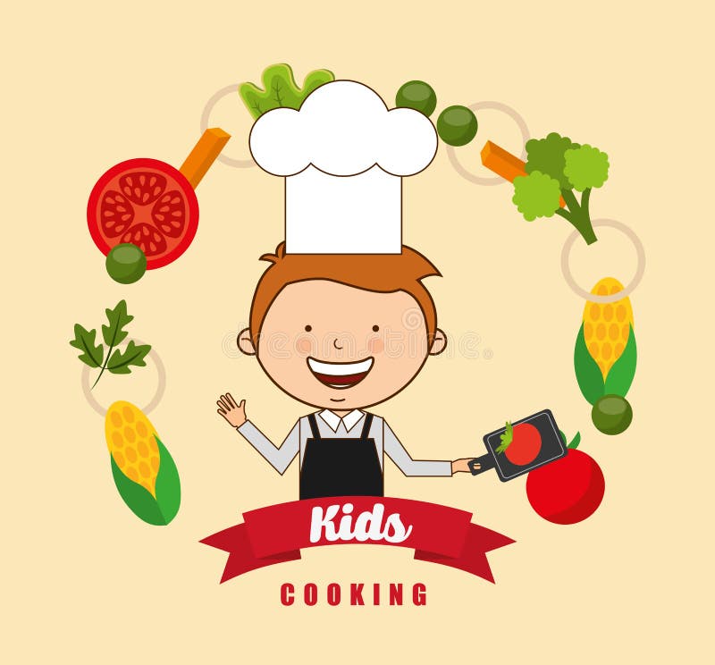 Kids cooking design stock illustration. Illustration of design - 64328151