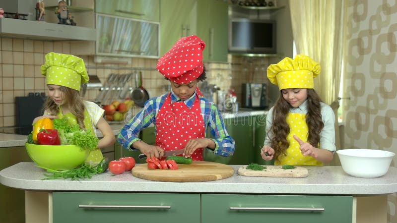 Kids Cooking in the Kitchen. Stock Footage - Video of lettuce, children ...
