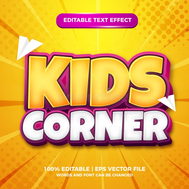 Kids Corner Cartoon Comic 3d Editable Text Style Effect Template Stock ...