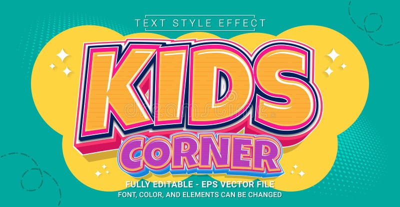 Kids Corner Text Style Effect. Editable Graphic Text Template Stock ...