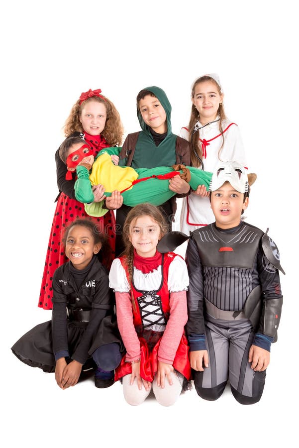 Kids in costumes stock image. Image of evil, expression - 101157225