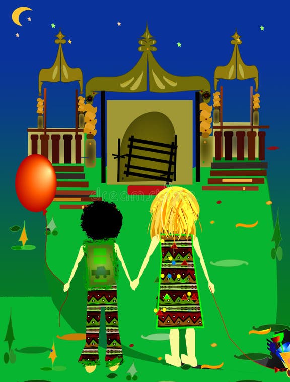 Kids at countryside stock illustration. Illustration of children - 1810256