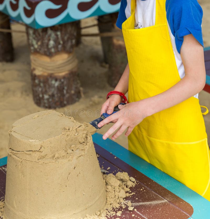 Kids Building Sand Castle Kids Making Sand Castle Sea Beach Stock ...