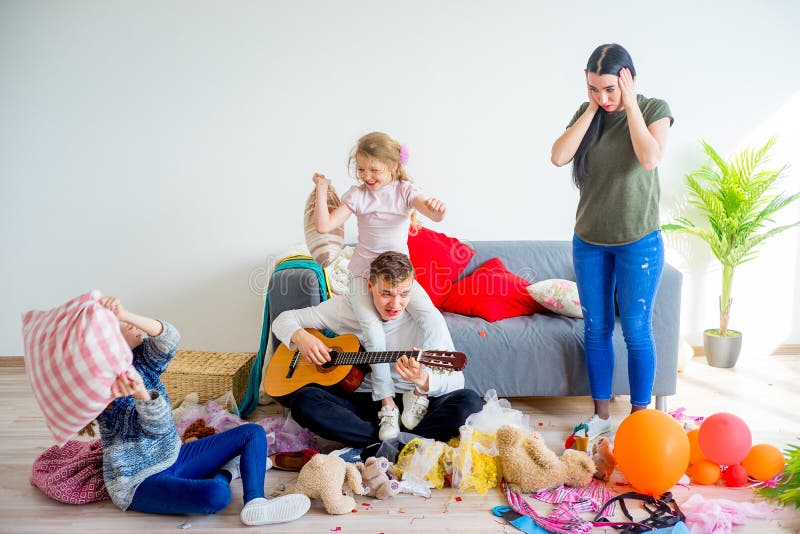 Kids Created a Mess at Home Stock Image - Image of housekeeping, carpet ...