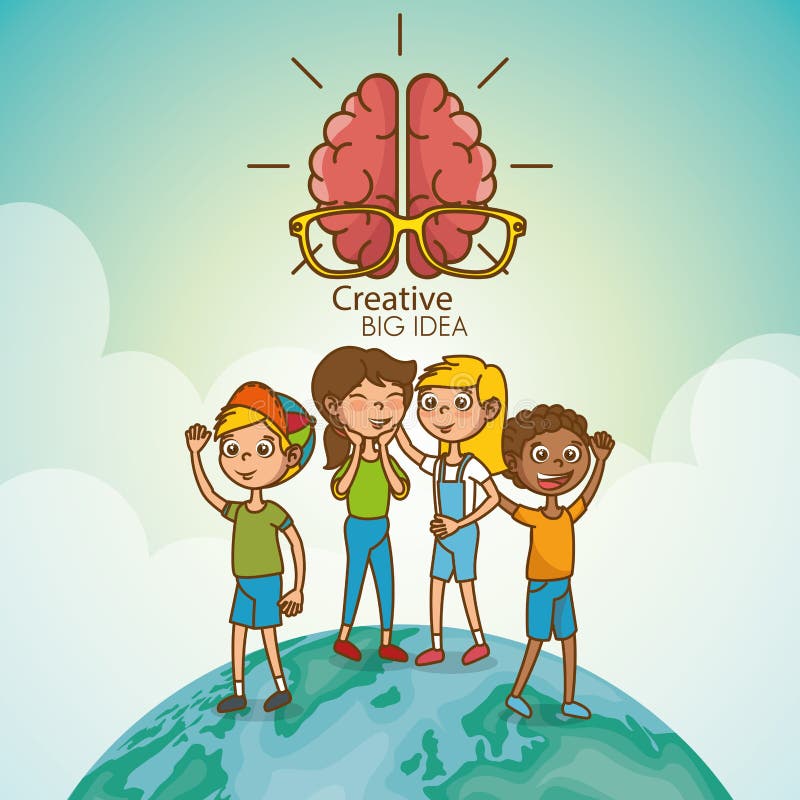 Kids with Creative Big Idea Stock Vector - Illustration of cartoon ...