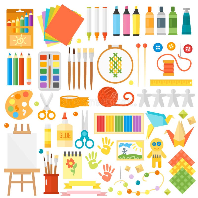 Kids Creativity Creation Symbols Vector Set. Stock Vector ...
