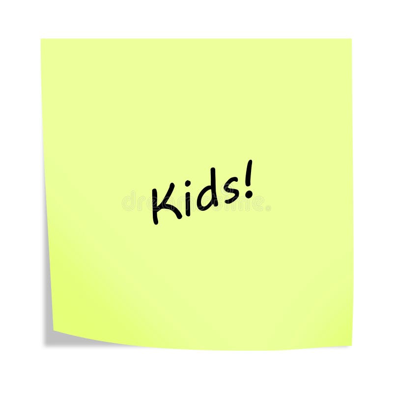 Kids 3d Illustration Post Note Reminder on White with Clipping Path ...