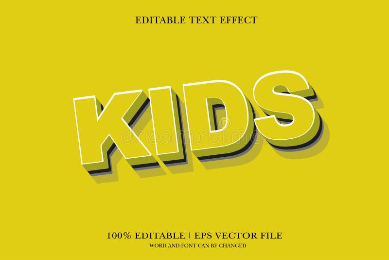 Kids 3d Text Effect Styles Mockup Concept Black Text Stock Vector ...
