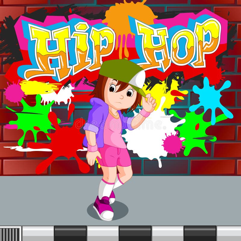 Kids dancing hip hop stock vector. Illustration of rapper - 100135472