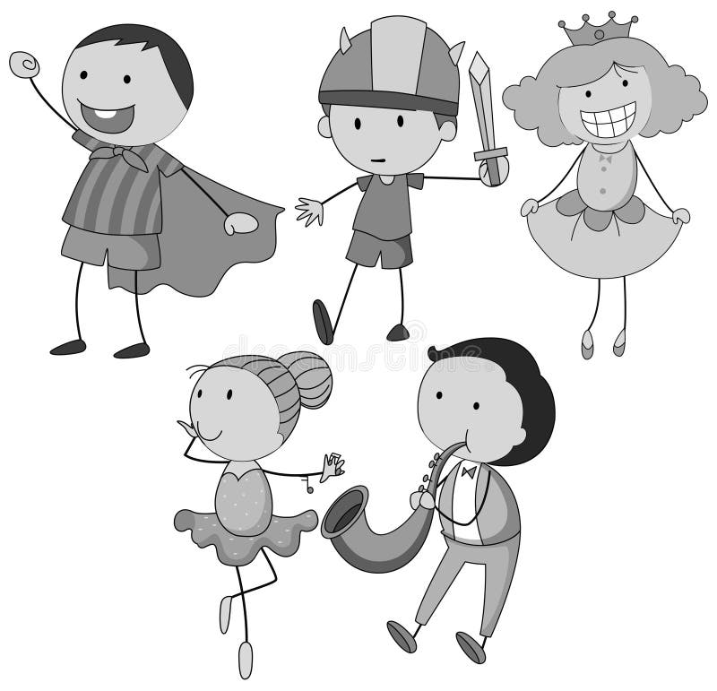 Kids In Different Role Play Stock Vector - Image: 58786896