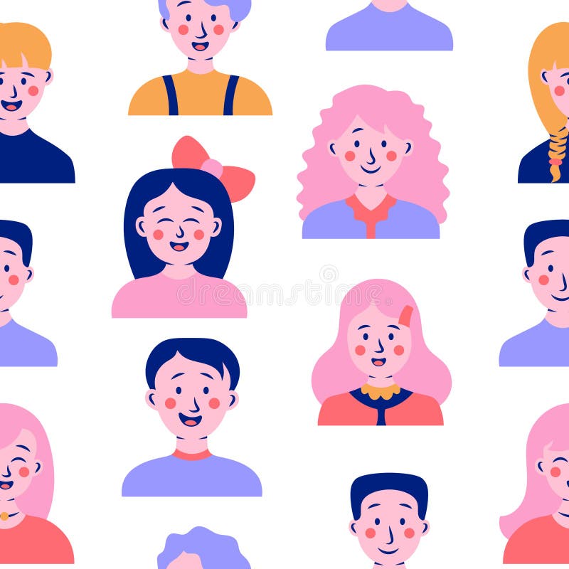 Kids Different User Profile. Seamless Pattern Stock Vector ...