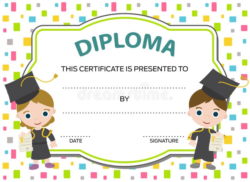 Kids diploma stock vector. Illustration of celebration - 65682570