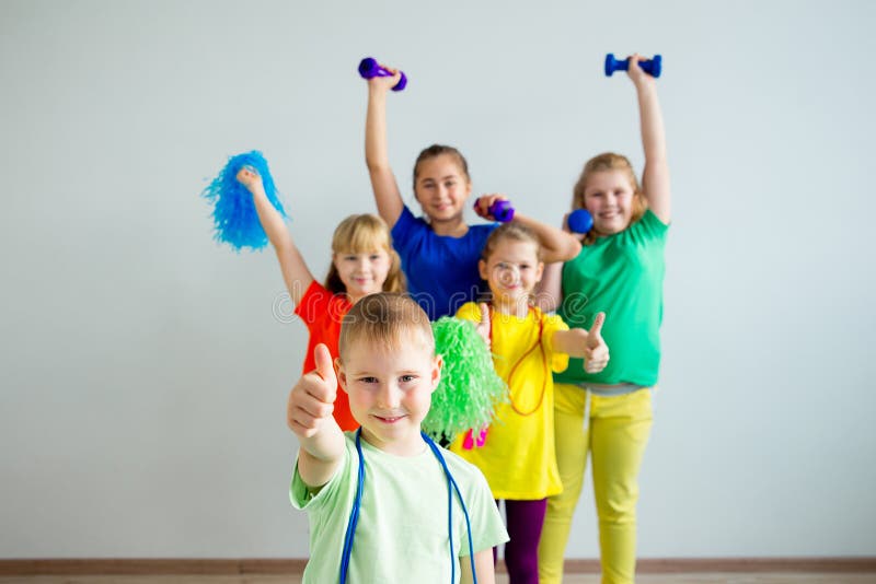 Kids doing exercises stock photo. Image of background - 106697968