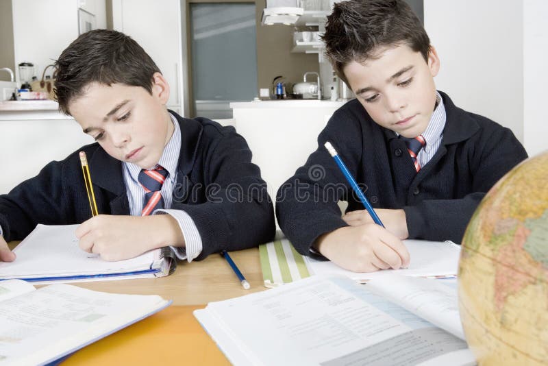 Kids Doing Homework at Home Stock Image - Image of brothers, calm: 28941287