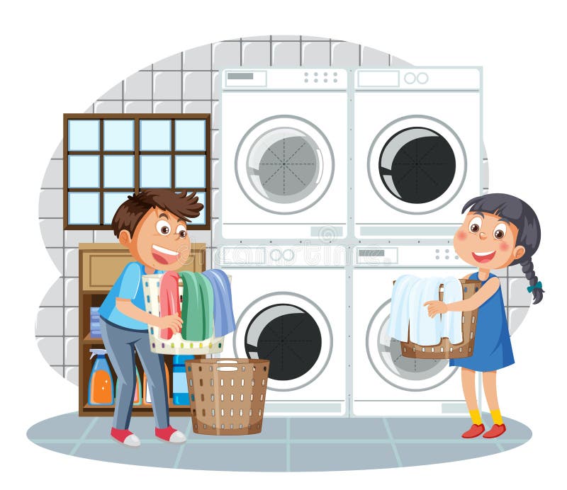 Kids Machine Washing Stock Illustrations – 350 Kids Machine Washing ...