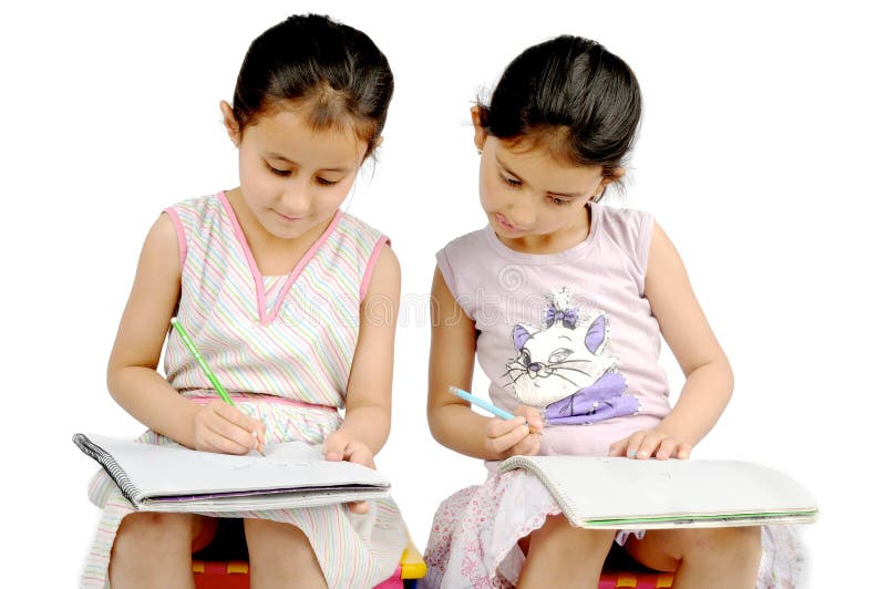 Kids doing their homework. stock photo. Image of coloring - 24246474