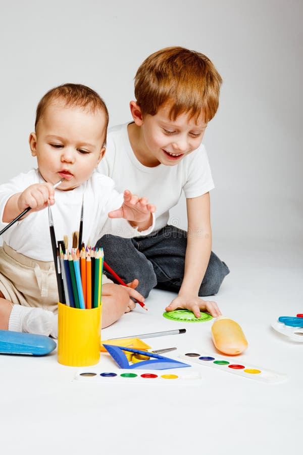 Kids drawing stock photo. Image of child, gray, color - 12350468