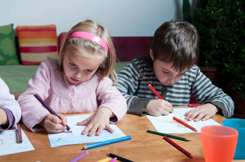 Kids drawing stock photo. Image of creativity, little - 17020720