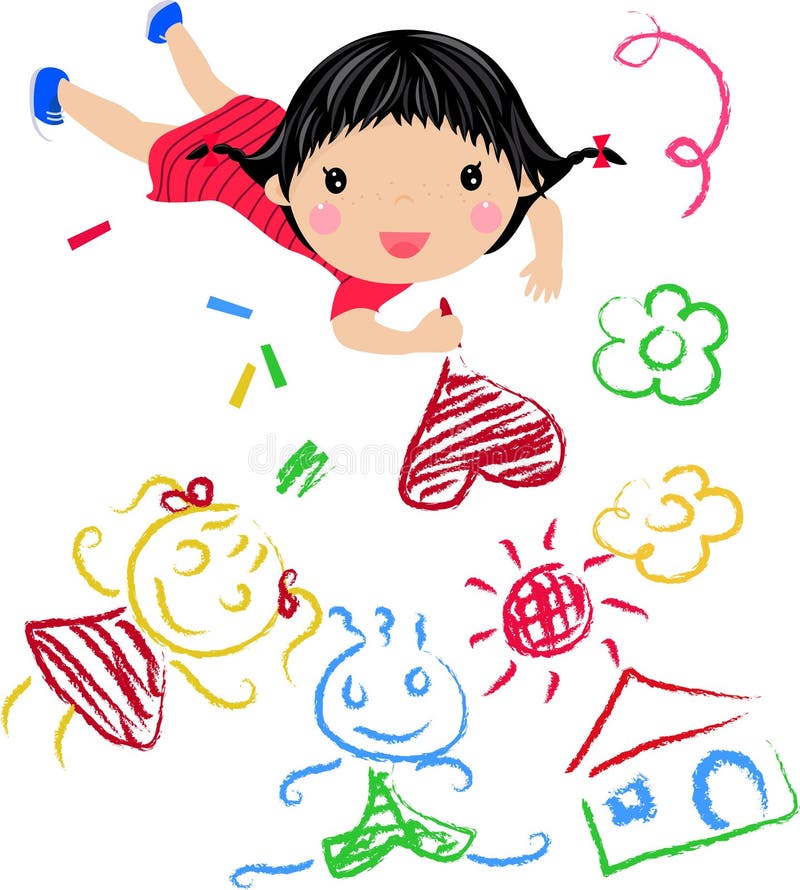 Kids Drawing stock vector. Illustration of children, youth - 18524077