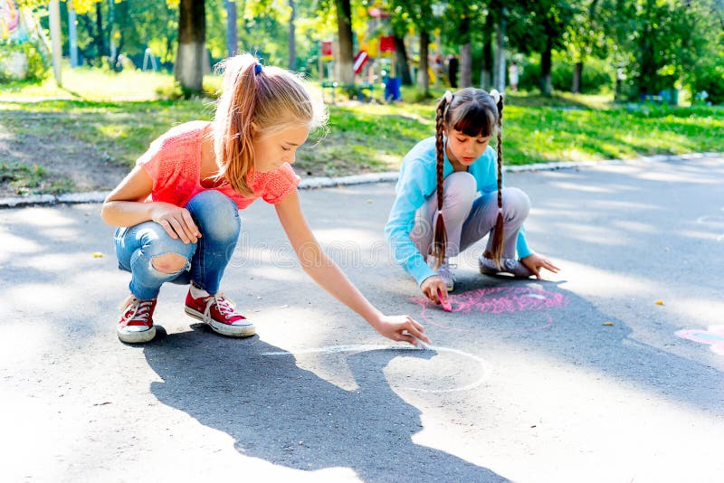Kids drawing with chalk stock photo. Image of cute, blue - 103515774