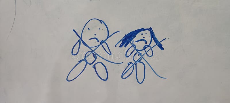 Kids Drawing Funny Sad Faces and Cross Sign Stock Image - Image of blue ...