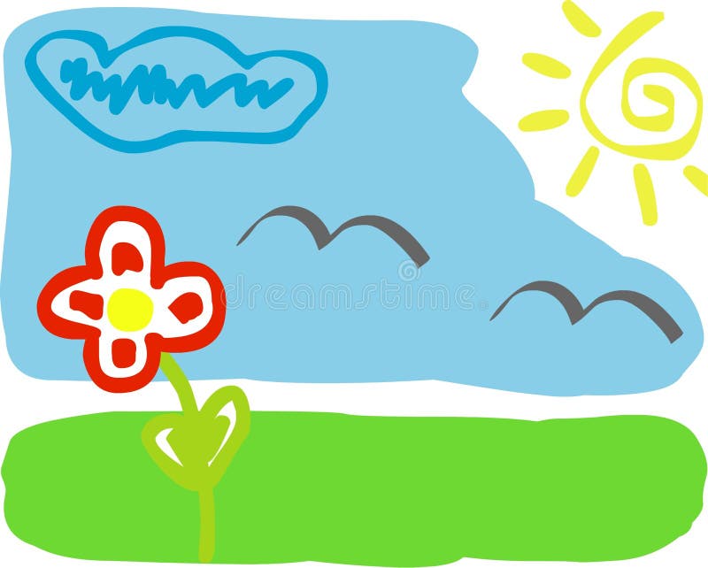 Kids drawing(spring) stock illustration. Illustration of season - 554678