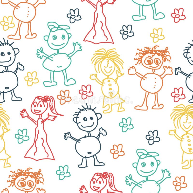 Kids Seamless Drawings Stock Illustrations – 657 Kids Seamless Drawings ...