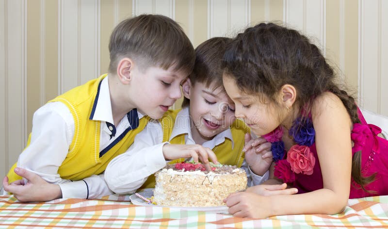 Kids eat cake stock photo. Image of cute, brother, childhood - 37089518