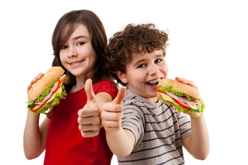 Kids Eating Healthy Sandwiches Stock Photo - Image of background ...