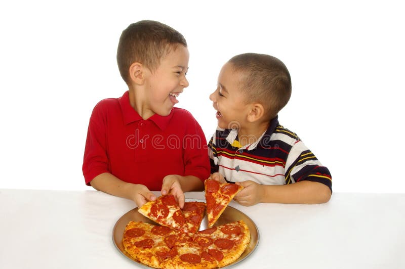 Kids eating pizza stock image. Image of brother, enjoyable - 5957119