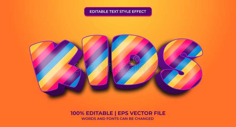 Kids - Edit Text Effect, Editable Text Style Effect Stock Vector ...