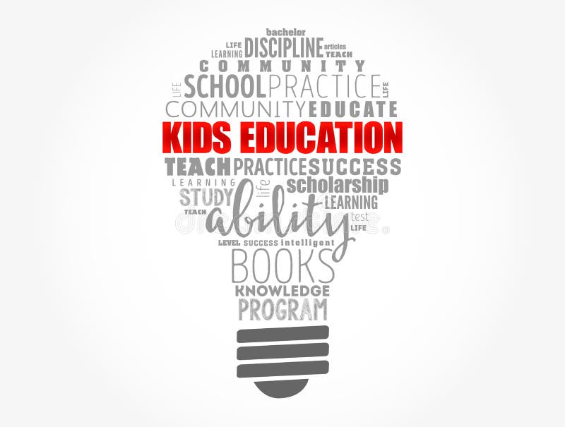 Kids Education Light Bulb Word Cloud Collage, Education Concept ...