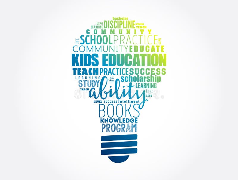 Kids Education Light Bulb Word Cloud Collage, Education Concept ...
