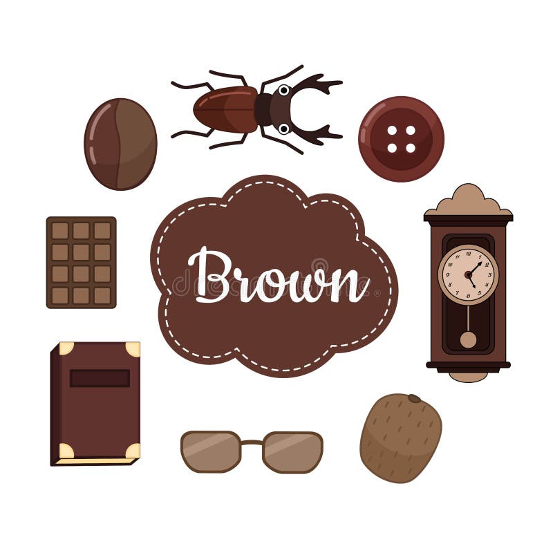 Vector Set of Brown Color Objects. Stock Vector - Illustration of color ...