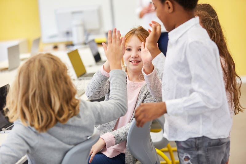 Children in the Computer Class are Happy Stock Image - Image of lessons ...