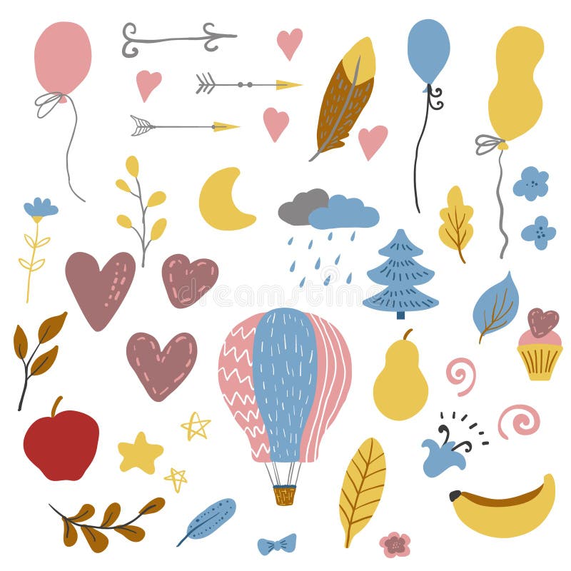 Kids Elements Collection. Set in Vector. Stock Vector - Illustration of ...