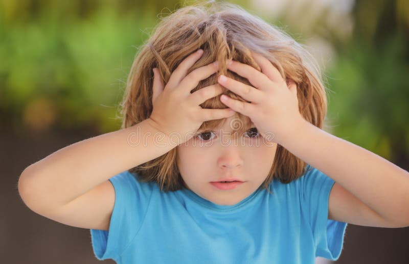Kids Emotions. Confused Boy. Negative, Nervous Breakdown. Stock Photo ...