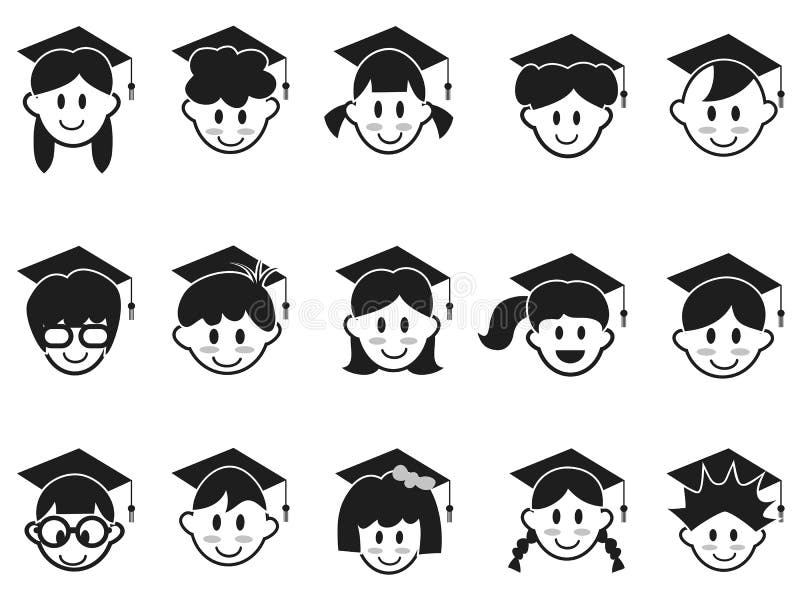 Kids Graduation Outline Stock Illustrations – 552 Kids Graduation ...