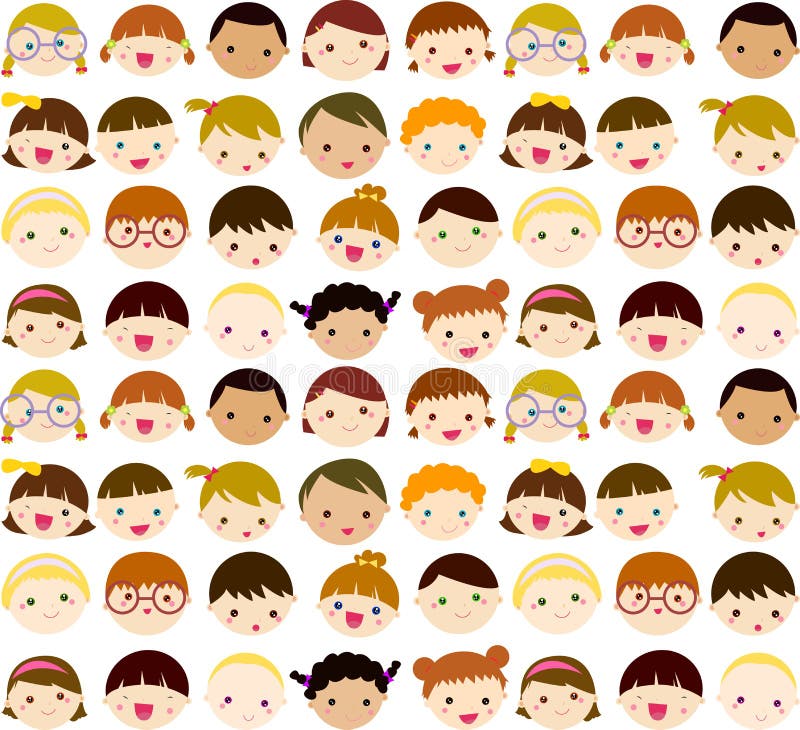 Kids Face Set stock vector. Illustration of girl, child - 21183200