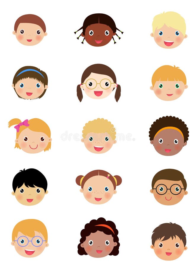 Kids face set stock vector. Illustration of child, cute - 57661195