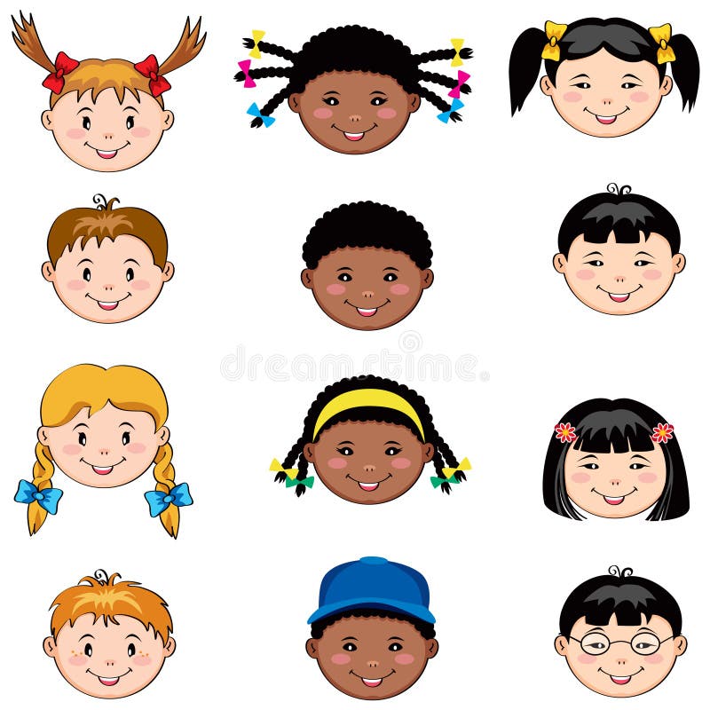 Kids face - girl stock vector. Illustration of diversity - 13830948