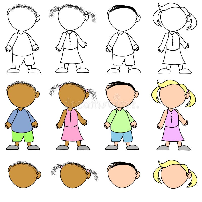 Kids without Facial Expressions Stock Illustration - Illustration of ...