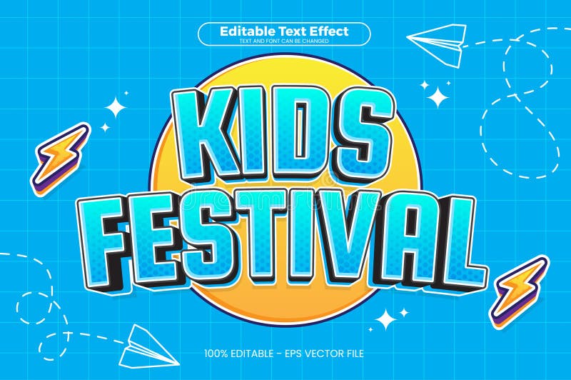 Kids Festival Editable Text Effect in Modern Trend Style Stock Vector ...