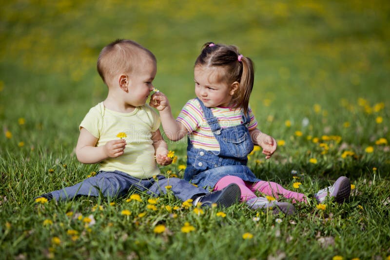 Kids in the field stock image. Image of beautiful, grass - 24445933