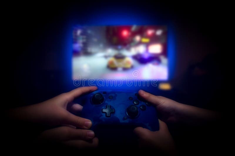 Kids Fighting Over Game Console Addiction Playing Over Night Time Stock ...