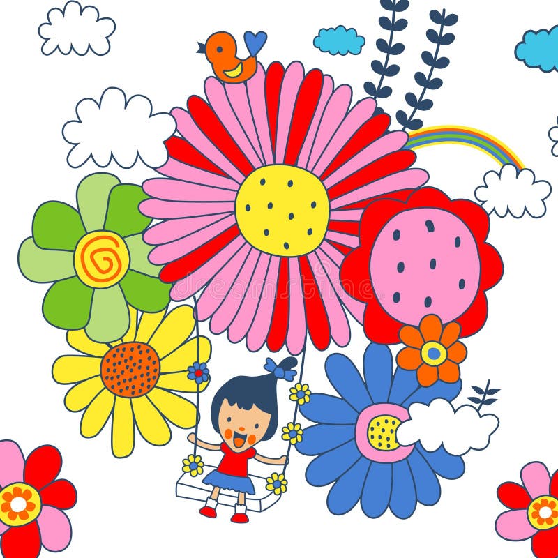 Kids flower stock vector. Illustration of sunflower, funtime - 91367083