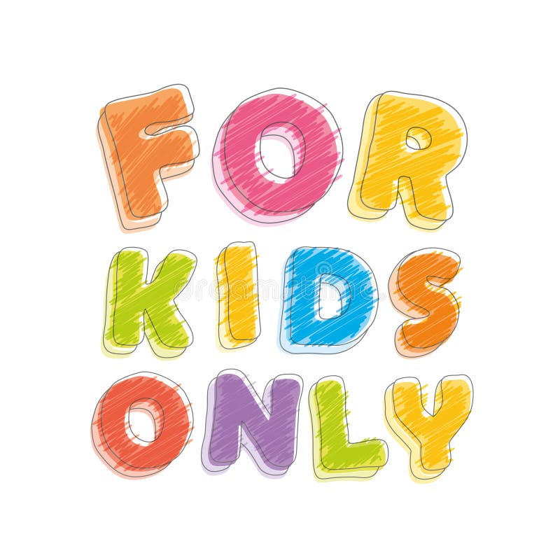For Kids only. Font Pencil Crayon. Handwritten, Scribble. Vector Stock ...